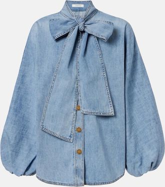 Zimmermann Blouse Indra en coton &agrave; col lavalli&egrave;re