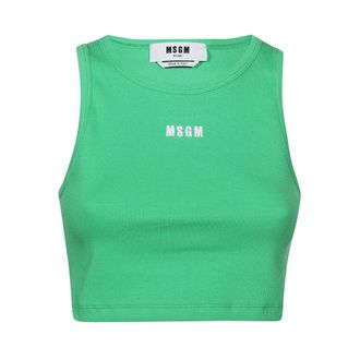 Msgm Geripptes Tanktop mit Frontlogo - - Tops - Damen - Gr&uuml;n - M