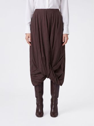 Toteme Jupe midi asym&eacute;trique drap&eacute;e en m&eacute;lange de coton et lyocell