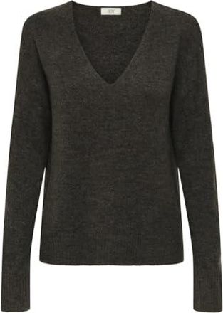 Jacqueline de Yong Pull en tricot &agrave; col en V pour femme, G&acirc;teau au chocolat, M
