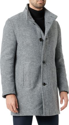 Bugatti Herren Mantel in einem recyceltem natural Stretch Wool-Mix Gewebe