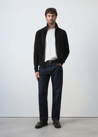 Mango Cardigan 100 % coton zipp&eacute; noir - Homme - XXL - MANGO MAN