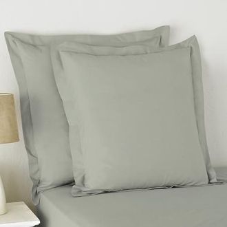 Pizuna Coton Set de 2 Taies doreiller 65x65 cm Argent, 100% Coton Longue durée en Percale Taies doreiller en Coton 65x65 avec Rabat de 20cm
