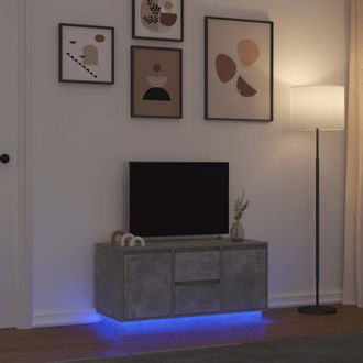 vidaXL Vidaxl - Meuble tv avec lumi&egrave;res led gris b&eacute;ton 100x41x50 cm