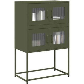 vidaXL vidaXL Buffet haut vert olive 68x39x107 cm acier