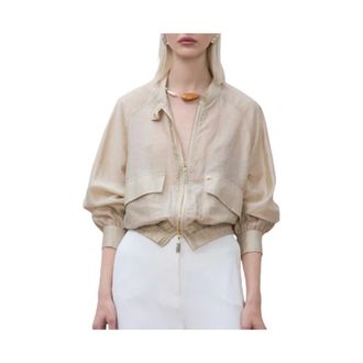 Lola Casademunt Femme, Vestes, Beige, Taille: 44 FR Bomber Jacket avec Manches Raglan et Poches