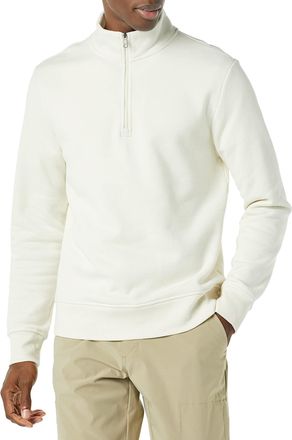 Amazon Essentials Herren-Sweatshirt aus Fleece, langärmelig, Viertelreißverschluss, Cremefarben, Größe XL