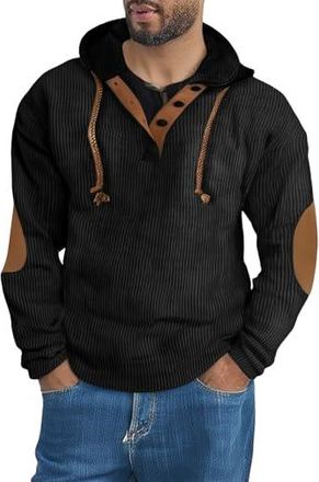 Generic Sweat à capuche en polaire confortable pour homme - Mode printemps et automne - Décontracté à manches longues en velours côtelé - Sweat-shirt à capuch