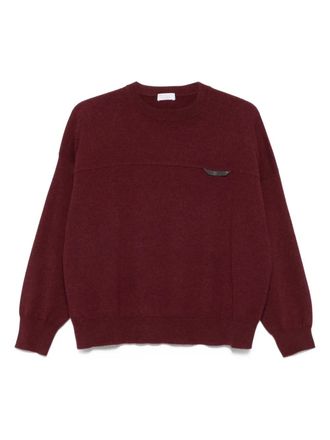 Brunello Cucinelli pull à ornements métalliques - Rouge