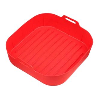 Generico Wiederverwendbares Papier f&uuml;r Luftfritteuse, Silikonfolien mit 3D-Drainage, quadratische Eins&auml;tze f&uuml;r K&ouml;rbe, K&uuml;che, Pizza, Wurst, Kuchen, Kartoffeln, 