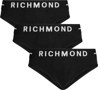 John Richmond Homme, Sous-v&ecirc;tements, Noir, Taille: XL Tripack slip vita bassa in cotone pettinato