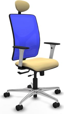 Piqueras y Crespo Stuhl Home Office mit wei&szlig;en und schwarzen Armlehnen, h&ouml;henverstellbarer Lendenwirbelst&uuml;tze und festem Kopfteil, ausgestattet mit Syncro/Traslack. Bla