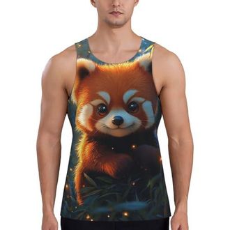 Generic D&eacute;bardeur respirant &agrave; s&eacute;chage rapide sans manches pour homme pour entra&icirc;nement &agrave; la plage S &agrave; 4XL, Panda rouge mignon 12, XXL