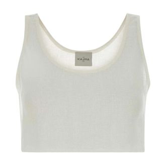 Le Kasha Femme, Tops, Blanc, Taille: 38/40 FR Tahta Cropped Linen Top