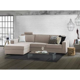 Talamo Italia Schlafsofa Adelina, Ecksofa, 100% Made in Italy, Sofa mit Drehöffnung, Linke Containerhalbinsel, mit Standard-Armlehnen, Cm 280x95h90, Turteltaube