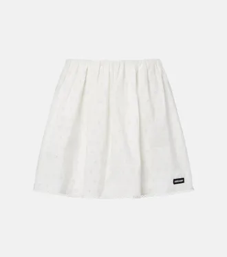 Miu Miu Mini-jupe en popeline de coton et lin m&eacute;lang&eacute;s
