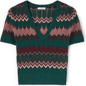 Motivi Femme, Pulls, Vert, Taille: 36 FR Pull Chevron Lurex