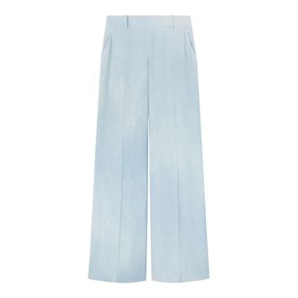 Ermanno Scervino Femme, Pantalons, Bleu, Taille: 38 FR Pantalon Palazzo Imprim&eacute; Denim Jambe Large