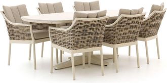 Apple Bee Milou/Zanzibar d&auml;nisch oval 220 cm Gartenm&ouml;bel-Set 7-teilig