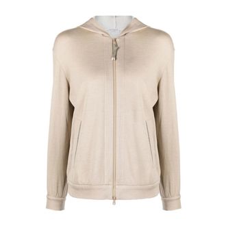 Brunello Cucinelli Cotton and Silk Blend Hoodie - - Sweatshirts & Hoodies - Damen - Beige - L