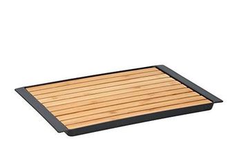 Alpina Schneidbrett mit Auffangschale - Bambus Holz-Brett mit Saftrille - Holz-Brettchen - 38 x 27 x 2cm