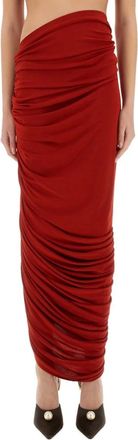 Magda Butrym Femme, Jupes, Rouge, Taille: 36 FR Jupe Maxi Drap&eacute;e en Jersey de Viscose