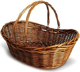 Wald Imports klein Dekorativer Aufbewahrungskorb, Weidengeflecht/Rattan, Picknickkorb Dunkelbraun, Small