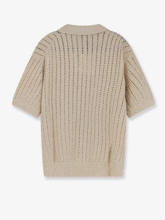 Dunst Mens Cardigan Openwork Cotton Beige Sweater