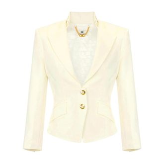 Elisabetta Franchi Gabardine-Jacke mit Juwelenkragen - - Jackets - Damen - Beige - S