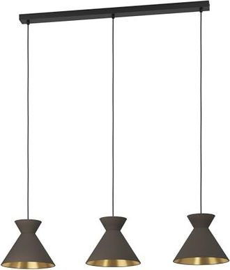 Eglo Pendelleuchte Esstisch Nastasia, 3-flammig H&auml;ngelampe f&uuml;r Wohnzimmer und Esszimmer, Esszimmerlampe aus Metall in Cappucchino und Messing, Lampe h&auml;ngen