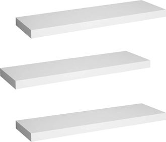 Woltu 3X Schweberegale Wandregal Wandboard Bücherregal aus MDF Holz, 3er Set Weiss/Schwarz (Weiß, 60cm)