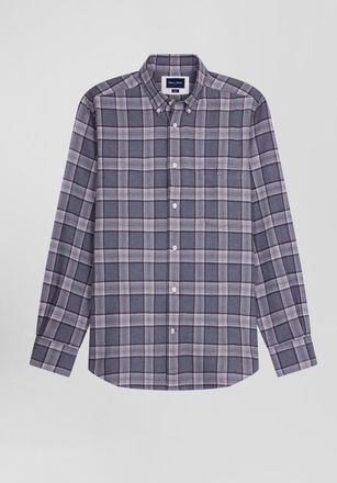 Eden Park Chemise &Agrave; Carreaux En Coton Gris Coupe Regular