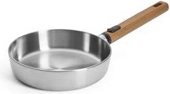 Woll Logic Steel Flachpfanne - Induktiv -, &Oslash; 20 cm, 4.5 cm hoch mit abnehmbarem nachhaltigem Holzstiel - Geeignet f&uuml;r alle Herdarten, PFAS-frei