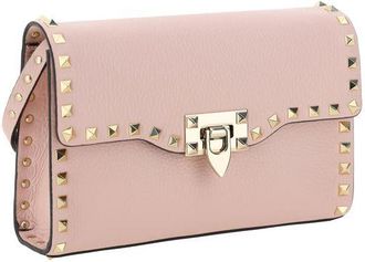 Valentino Garavani Womens Pink Calf Leather Bos Taurus Shoulder Bag
