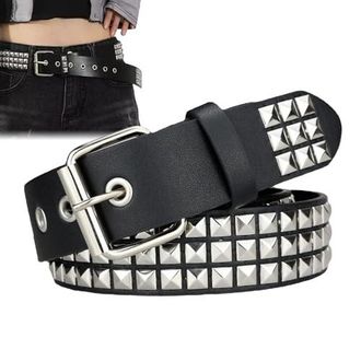 Generic Ceinture Clout&eacute;e Pour Femmes - Ceintures De Rivet Punk Rock R&eacute;glables | Fausse Cuir Gothique Gothique Noir, Ceinture De Taille Punk En Cuir Polyvalent