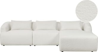 Beliani 3-Sitzer Ecksofa L-förmig Bouclé weiß mit Chaiselongue Links 3 Kissen Svansele