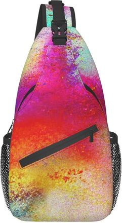 AOOEDM Umhängetasche für Männer Frauen, für mehrfarbigen Pulverhintergrund, Schulterrucksack, Brusttaschen, Crossbody-Tagesrucksack für Outdoor, Wandern, Cam