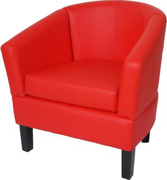 Mendler Lounge-Sessel HWC-O17, Sessel Clubsessel Cocktailsessel, FSC-Zertifiziert Kunstleder - rot