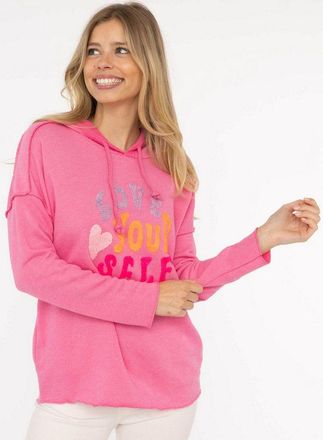 Zwillingsherz Hoodie Love Yourself Kapuze, Flockprint, Langarm, Kordelzug