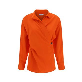 Ferragamo Femme, Blouses et Chemises, Orange, Taille: 40 FR Chemise Classique &agrave; Fermeture Kimono