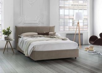 Talamo Italia Celeste-Doppelbett, Bettkasten mit Stoffbezug, 100 % Made in Italy, Öffnung vorne, geeignet für Matratzen 160 x 190 cm, Taupe