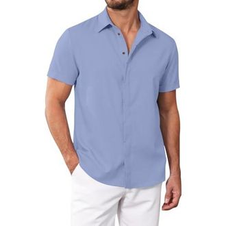 Generic Polo en lin pour homme - Chemises &agrave; manches courtes - Blanc - Coupe ajust&eacute;e - T-shirt en coton pour homme - Polo &agrave; manches courtes - T-shirt de gym &agrave; 