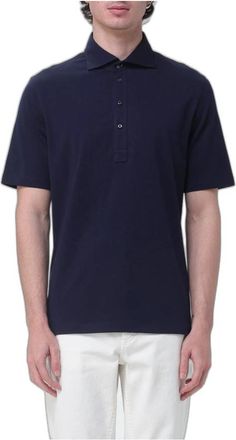 Brunello Cucinelli Polohemd aus Baumwoll-Jersey - - Tops - Herren - Blau - S