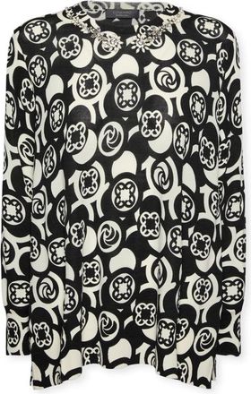 Elena Miro Femme, Pulls, Noir, Taille: 42 FR Pull imprim&eacute; avec broderie