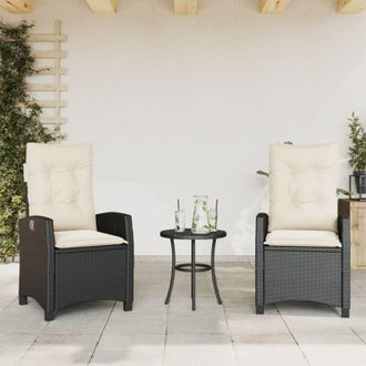 vidaXL Vidaxl - Gartensessel mit Kissen 2 Stk. Verstellbar Schwarz Poly Rattan