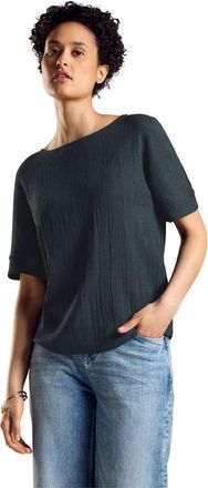 Street One Damen A321465 Strukturmix T-Shirt, cool Vintage Green, 38