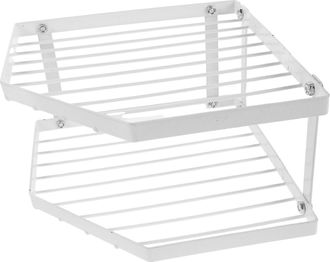 BESPORTBLE Eckregal f&uuml;r K&uuml;chenarbeitsplatte 2 St&ouml;ckiger Metall Organizer mit Gew&uuml;rzregal Wei&szlig; 34X12cm f&uuml;r K&uuml;chenschrank und Badezimmer