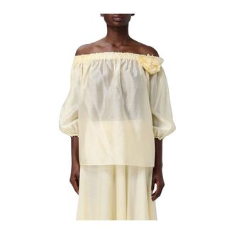 Hanita Blouse en cr&ecirc;pe - Femme - Blouses et Chemises - Jaune - Taille: 38 FR