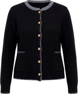 Ulla Popken Strickjacke Strickjacke Hirsch-Stickerei Trachtenkn&ouml;pfe