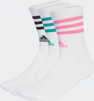 adidas Funktionssocken ADIDAS PERFORMANCE 3-STREIFEN CUSHIONED CREW, 3 PAAR, Damen, Gr. L (43/45), wei&szlig; (wei&szlig;, pure teal, lucid pink, schwarz), Obermaterial: